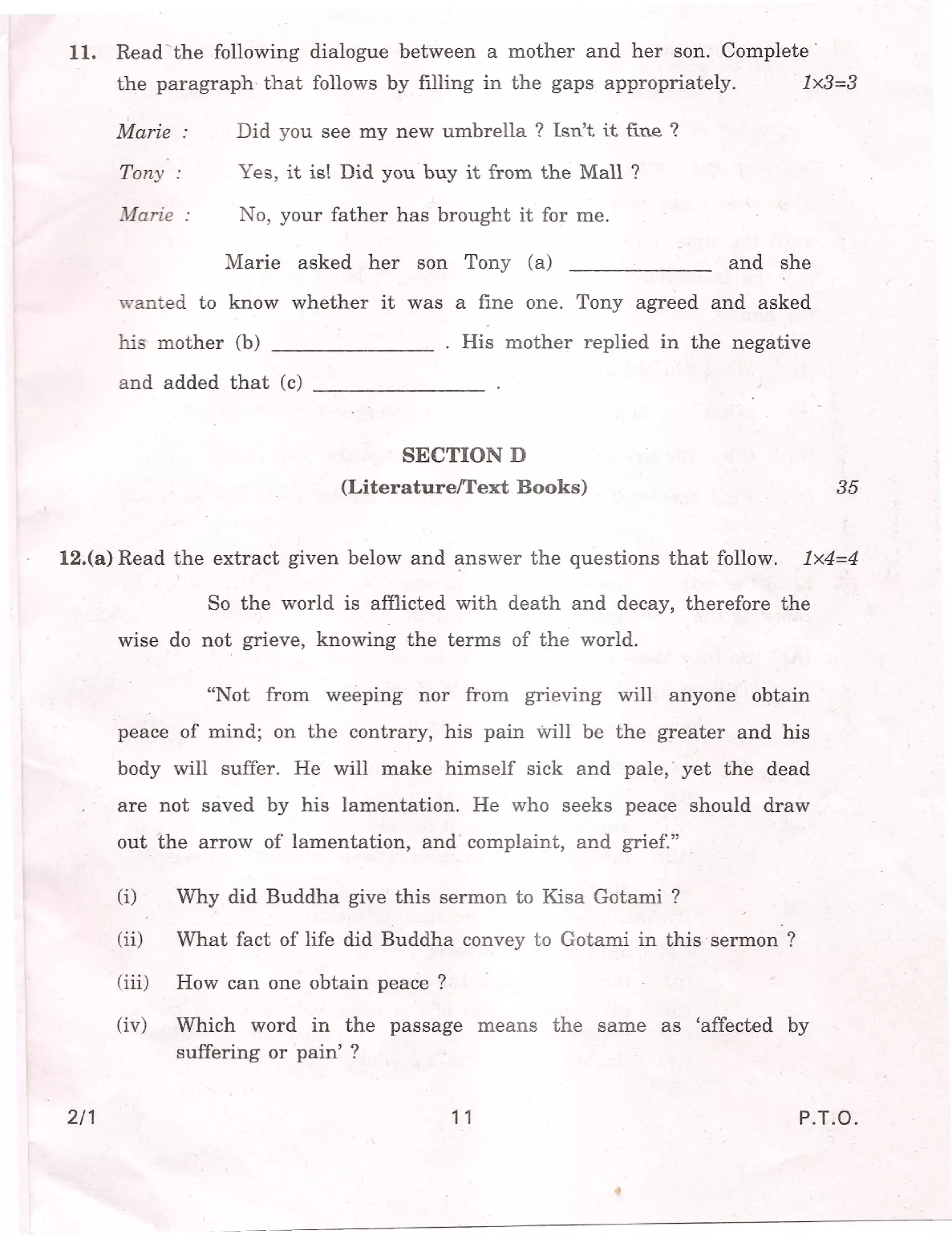 Class 10 Cbse English Language Literature Question Paper Term 2 Set 3 | PDF
