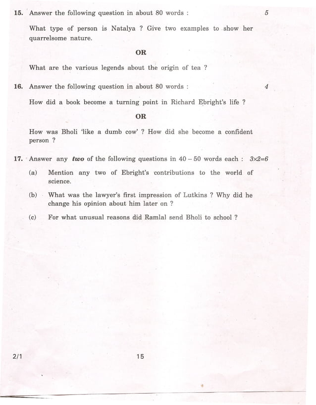 Class 10 Cbse English Language Literature Question Paper Term 2 Set 3 | PDF | Free Download