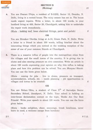 Class 10 Cbse English Language Literature Question Paper Term 2 Set 3 | PDF