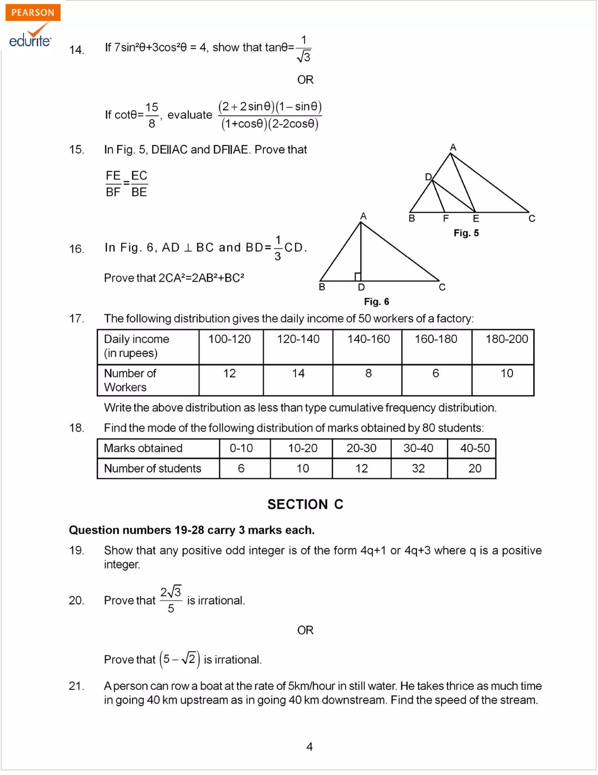 Class 10 Cbse Maths Sample Paper Term 1 2011 | PDF