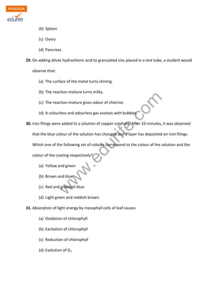 Class 10 Cbse Science Sample Paper Term 1 Model 1 | PDF