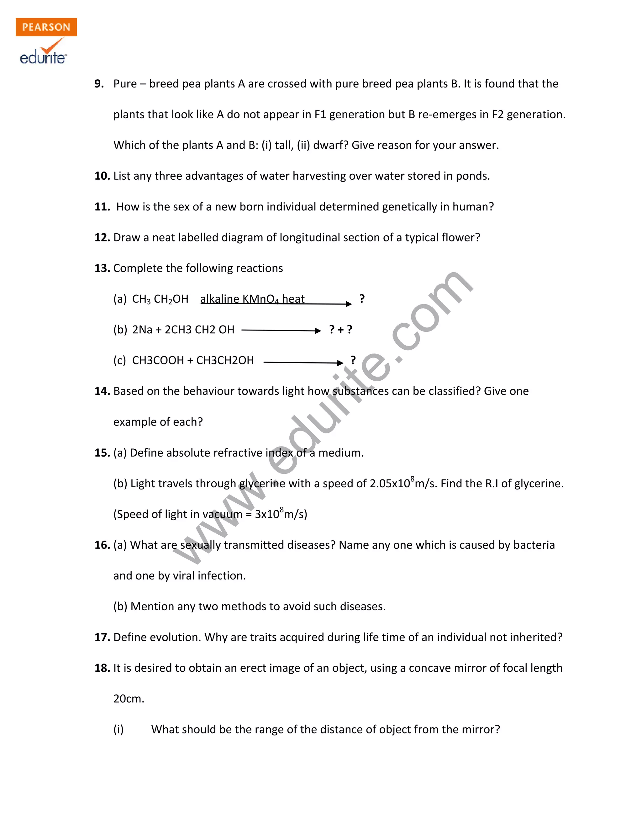Class 10 Cbse Science Sample Paper Term 2 Model 1 | PDF