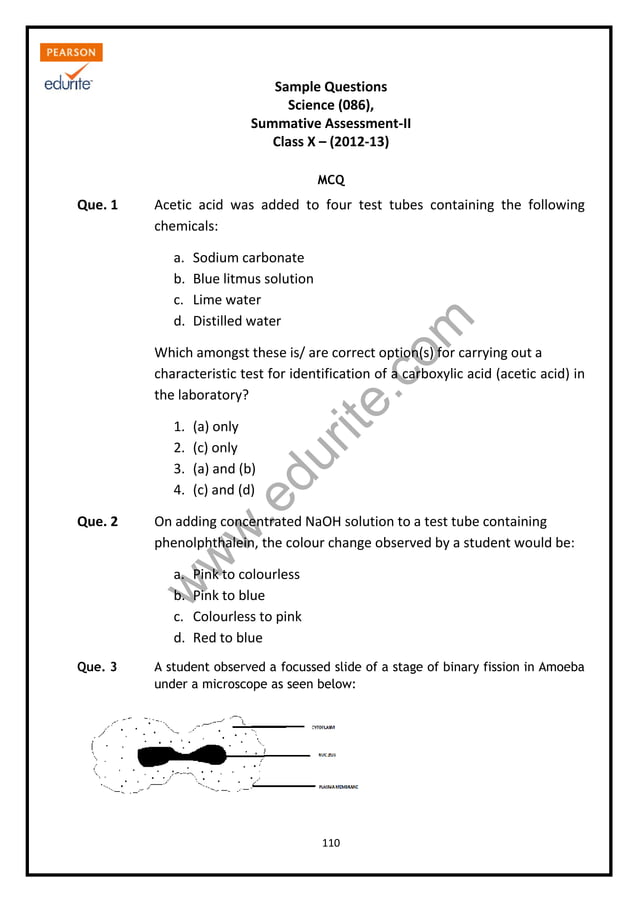 Class 10 Cbse Science Sample Paper Term 2 2012-13 Model 3 | PDF