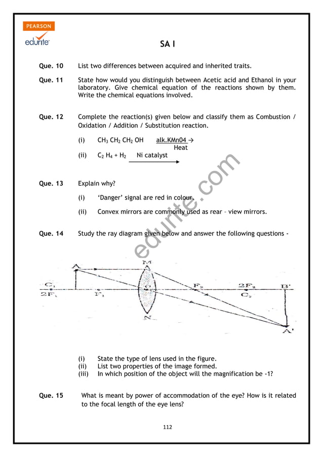 Class 10 Cbse Science Sample Paper Term 2 2012-13 Model 3 | PDF