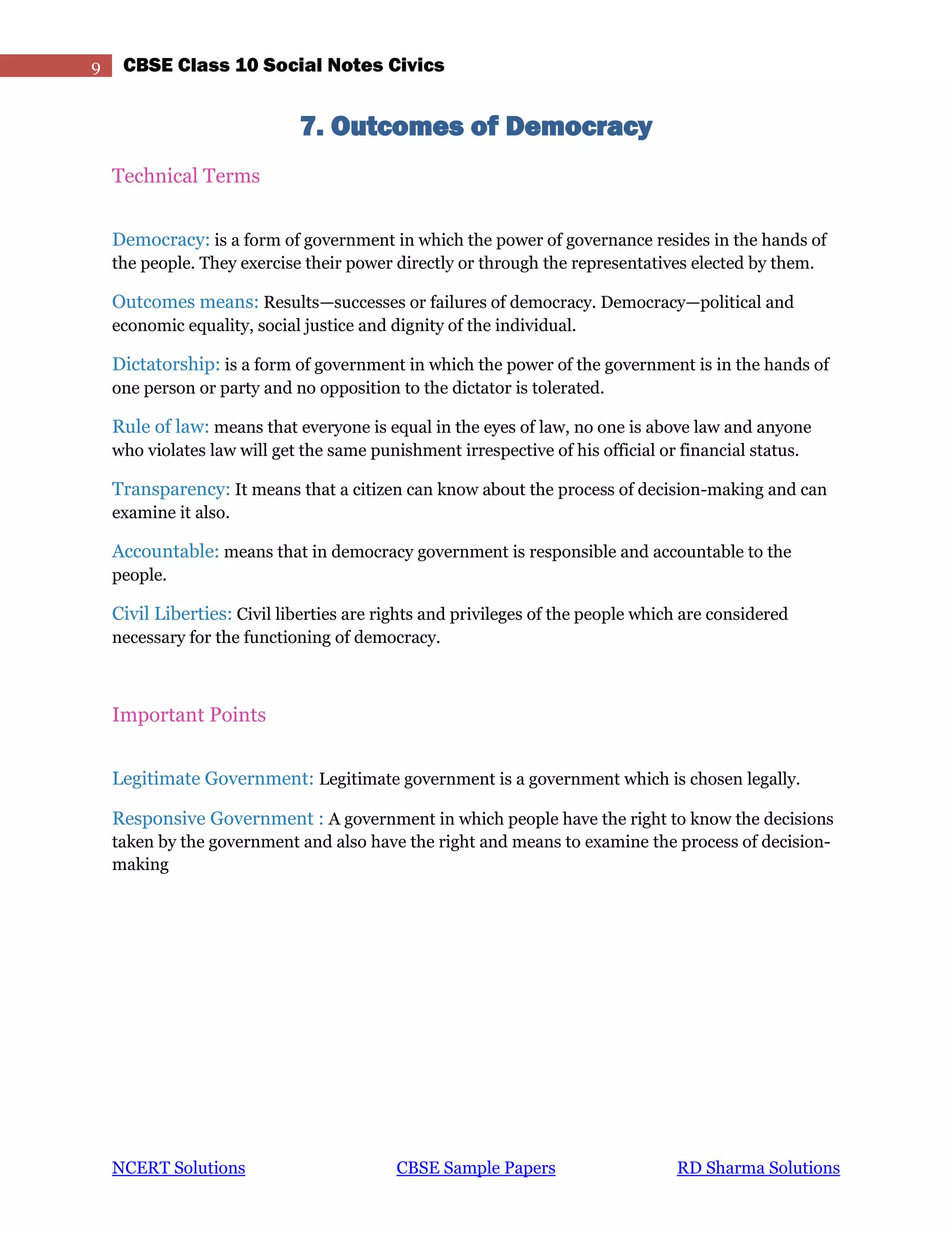 Cbse class-10-social-science-civics-notes | PDF