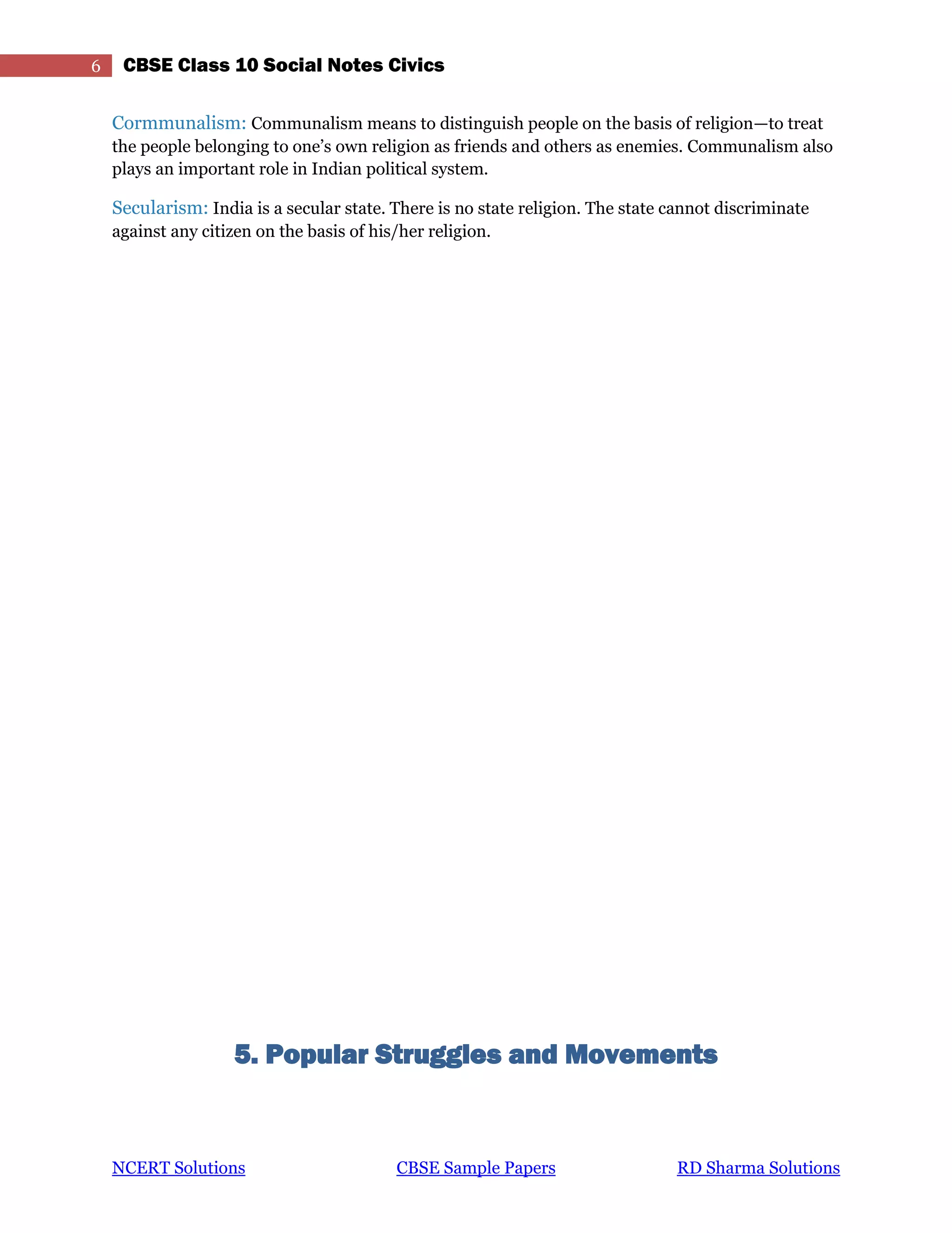 Cbse class-10-social-science-civics-notes | PDF