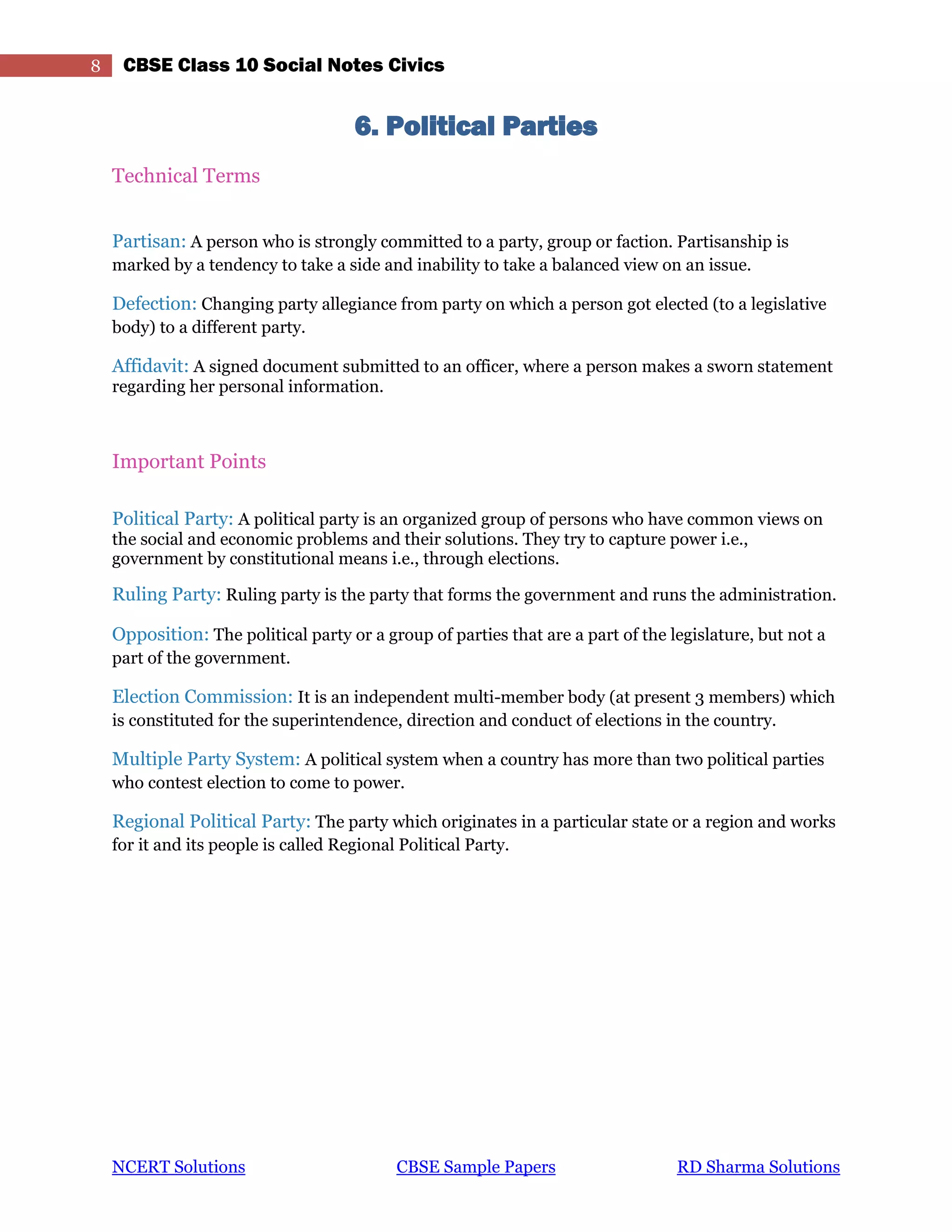 Cbse class-10-social-science-civics-notes | PDF