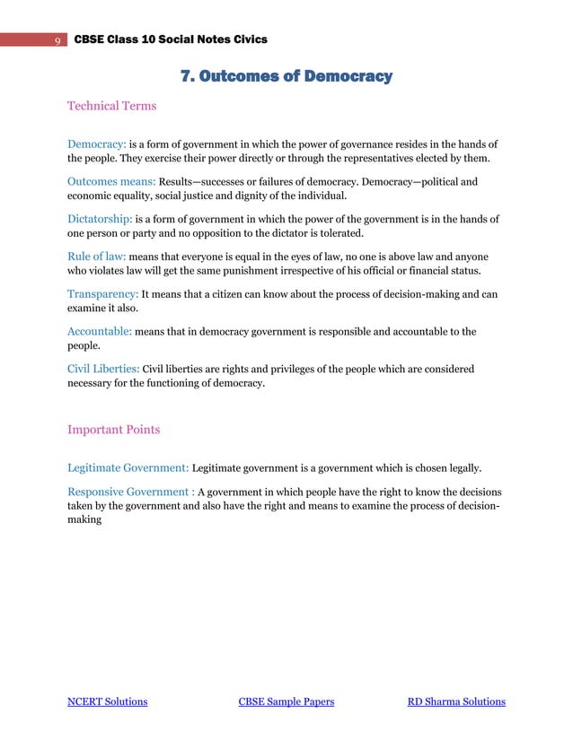 Cbse class-10-social-science-civics-notes | PDF
