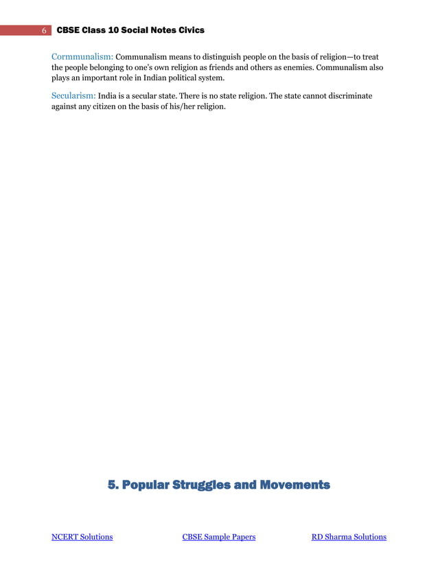 Cbse class-10-social-science-civics-notes | PDF