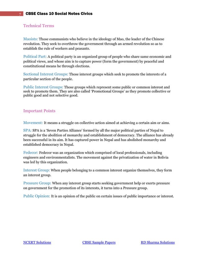 Cbse class-10-social-science-civics-notes | PDF