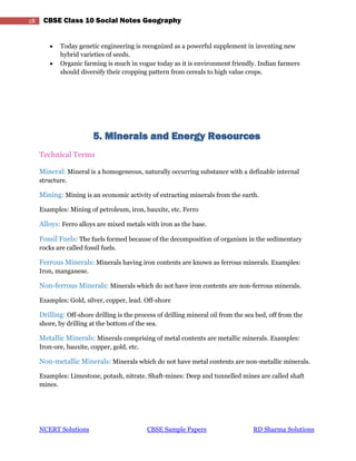 Cbse class-10-social-science-geography-notes | PDF