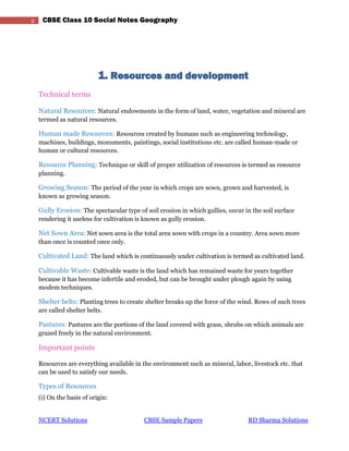 Cbse class-10-social-science-geography-notes | PDF