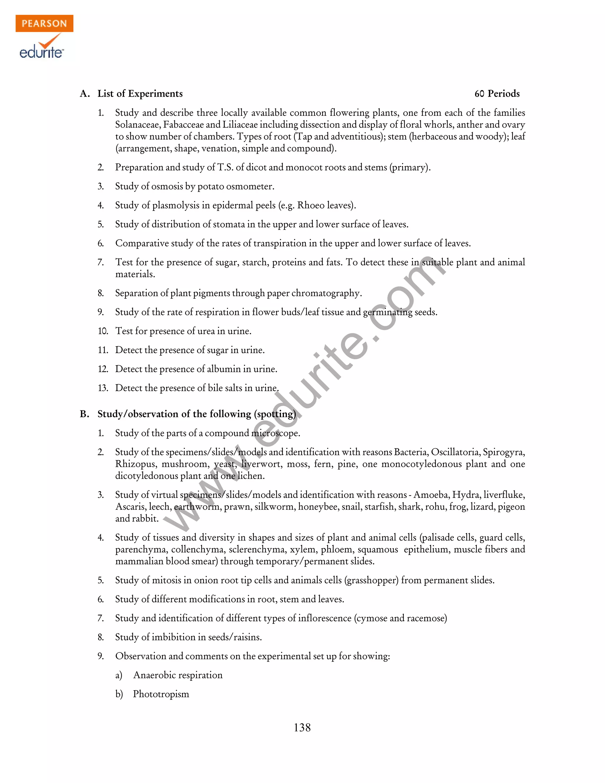 Class 11 Cbse Biology Syllabus 2013-14 | PDF