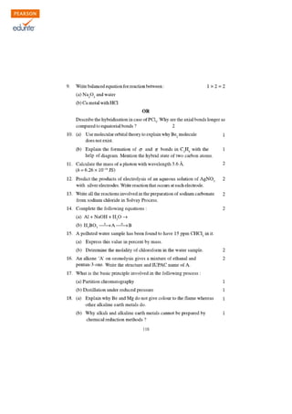 Class 11 Cbse Chemistry Sample Paper | PDF