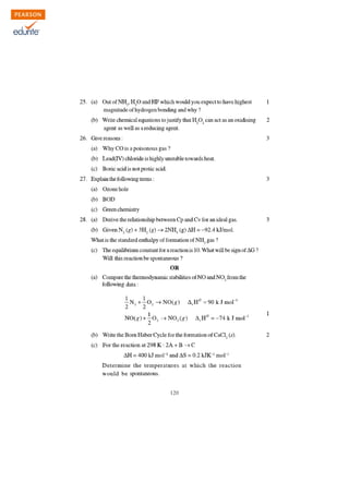 Class 11 Cbse Chemistry Sample Paper | PDF