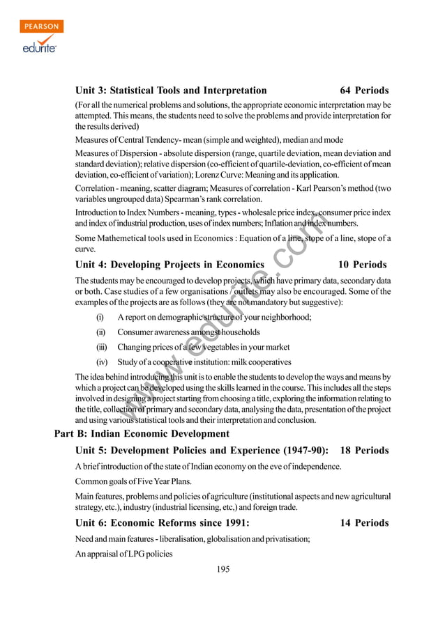 Cbse Class 11 Economics Syllabus 2011-12 | PDF