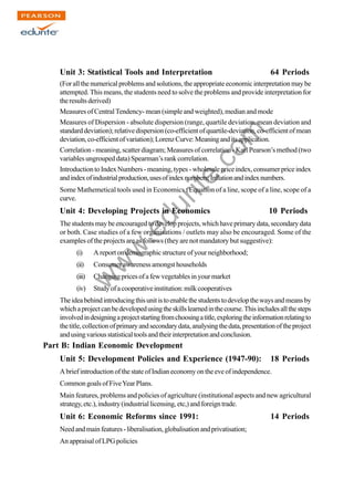 Class 11 Cbse Economics Syllabus 2012-13 | PDF