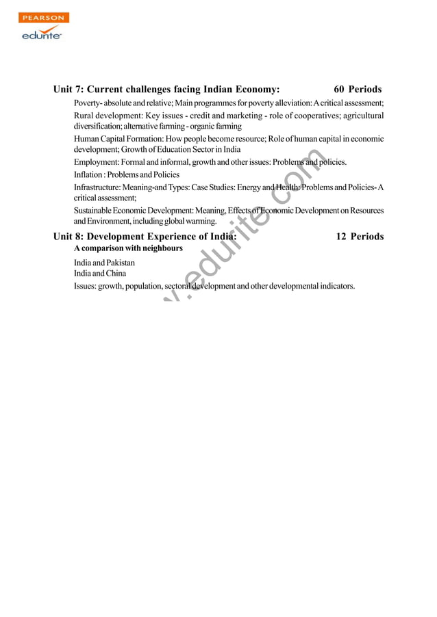 Class 11 Cbse Economics Syllabus 2012-13 | PDF