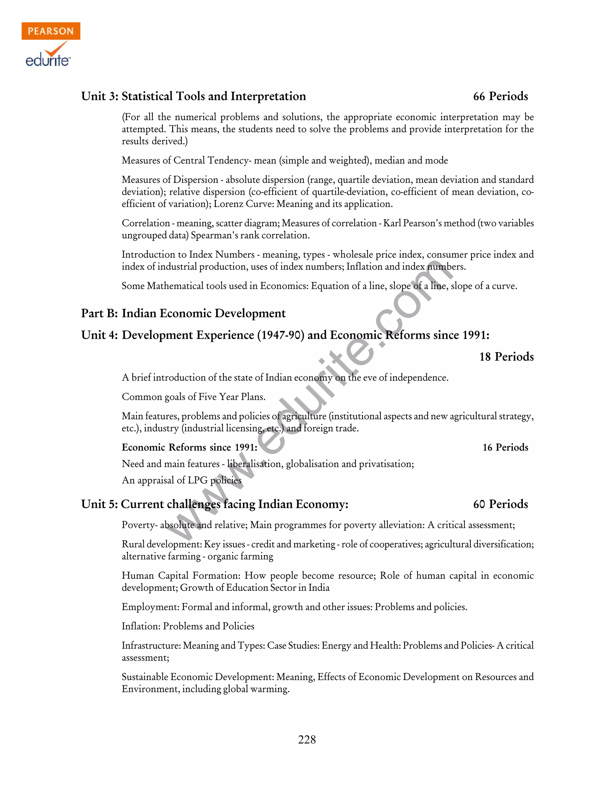 Class 11 Cbse Economics Syllabus 2013-14 | PDF