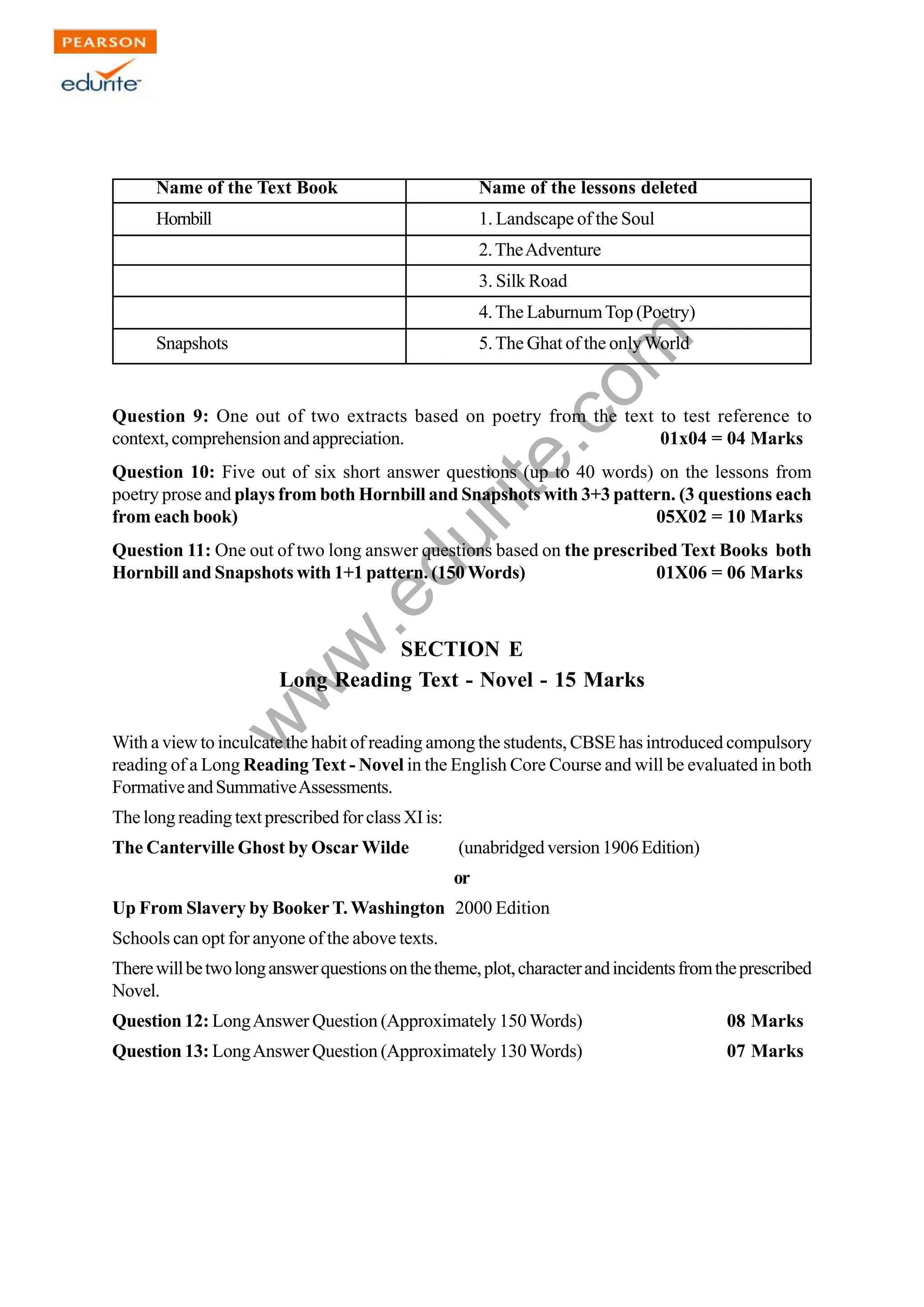 Class 11 Cbse English Core Syllabus 2012-13 | PDF