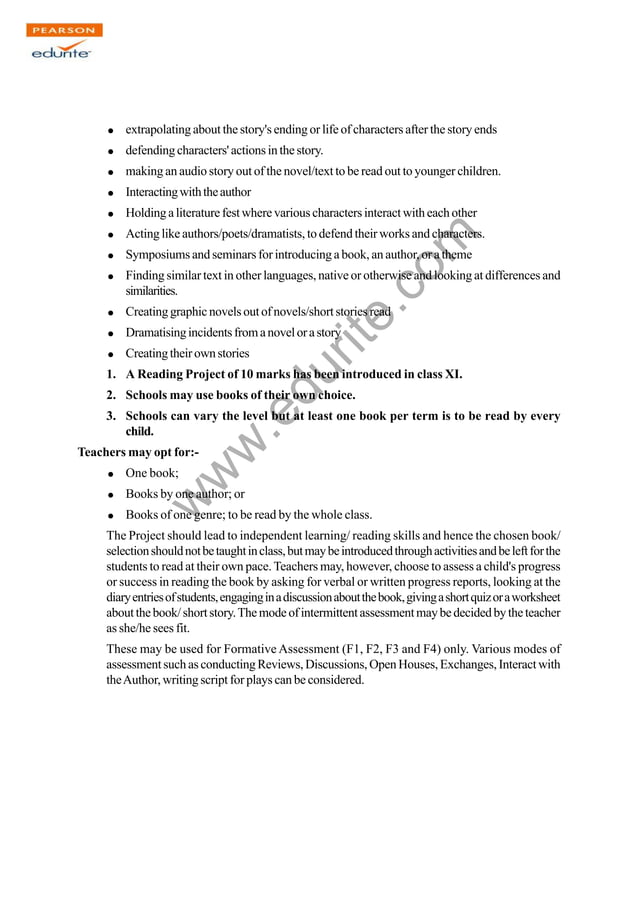 Class 11 Cbse English Core Syllabus 2012-13 | PDF