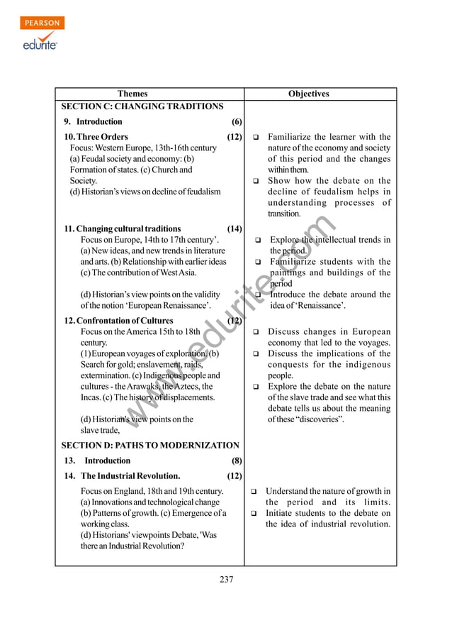 Class 11 Cbse History Syllabus 2012-13 | PDF