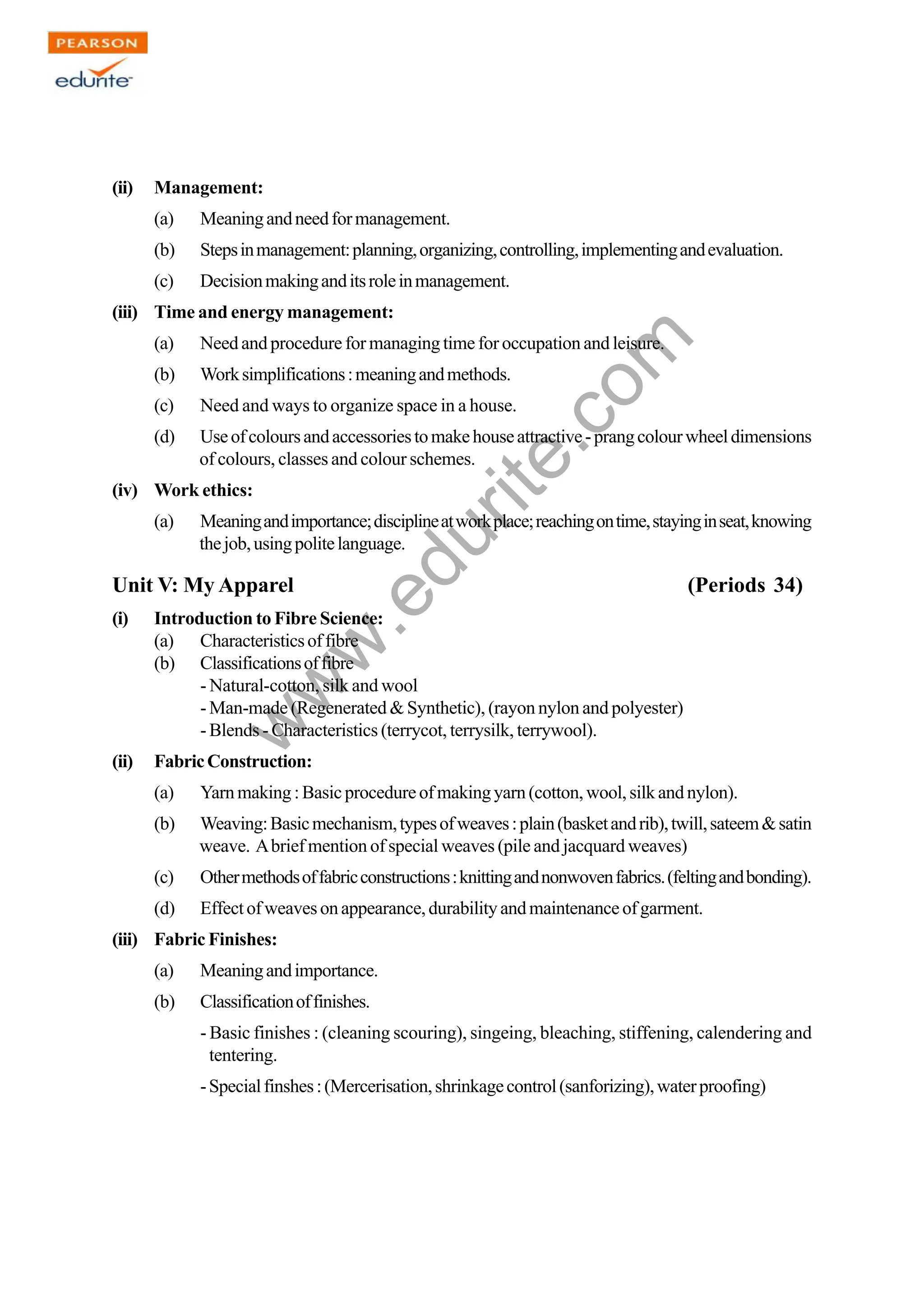 Class 11 Cbse Home Science Syllabus 2012-13 | PDF