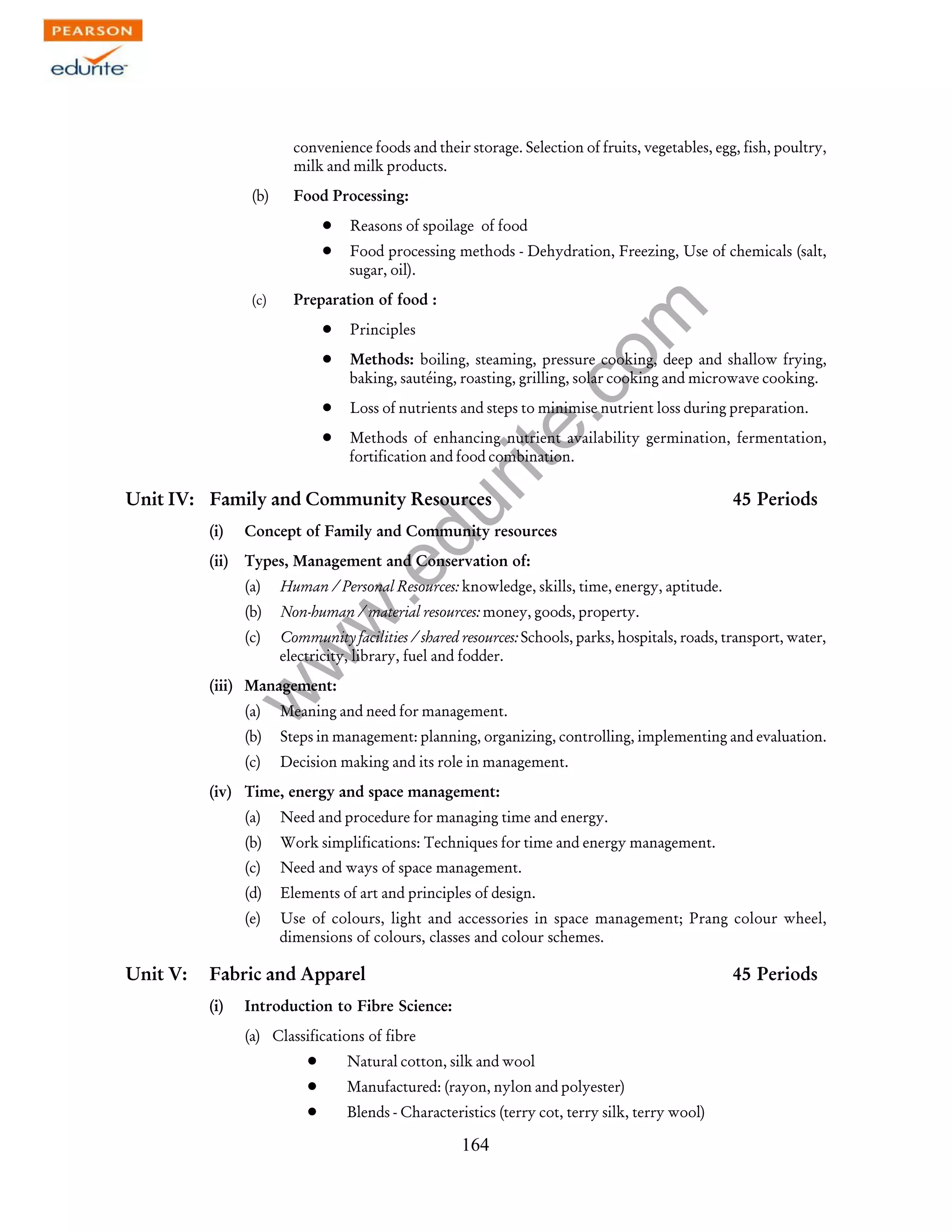 Class 11 Cbse Home Science Syllabus 2013-14 | PDF