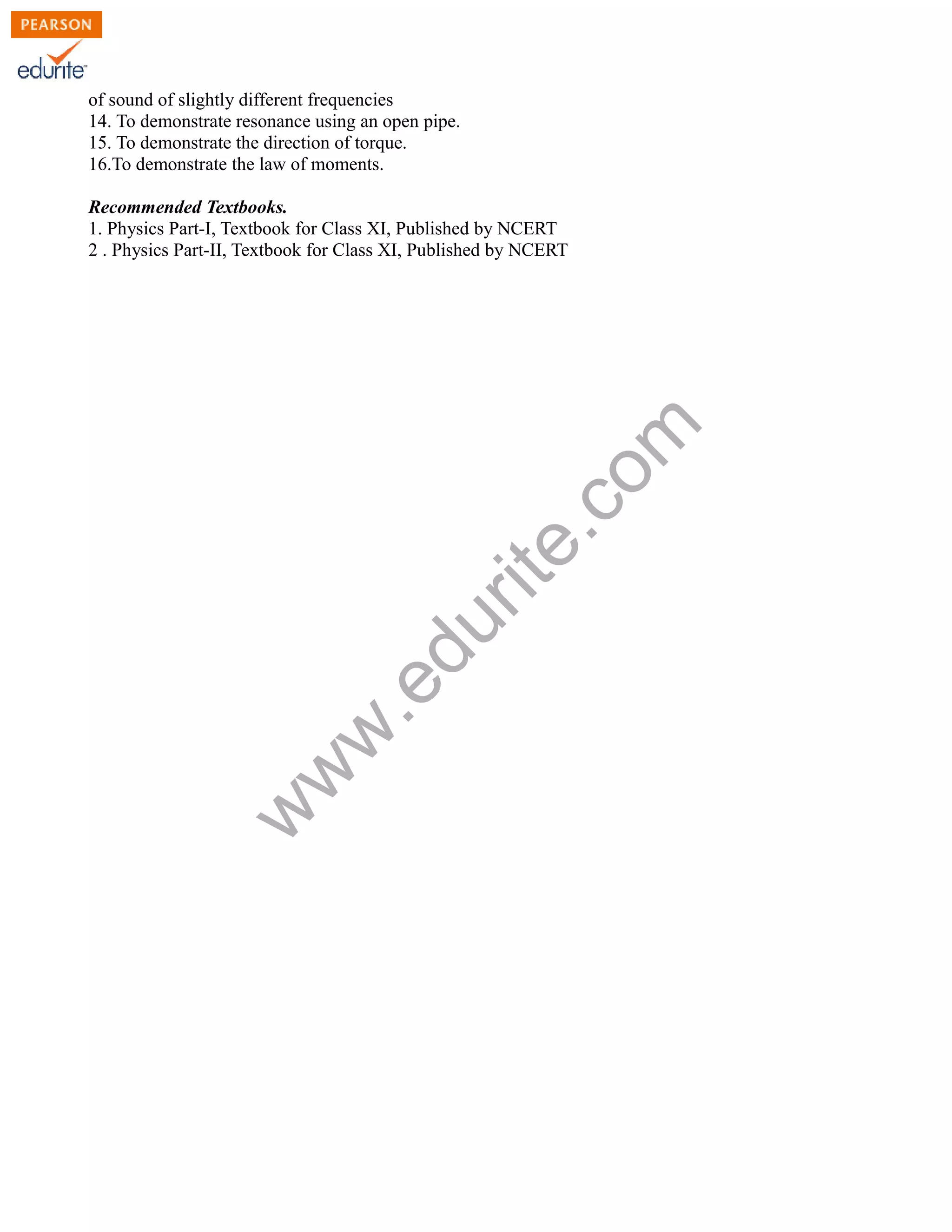 Class 11 Cbse Physics Syllabus 2011-12 | PDF