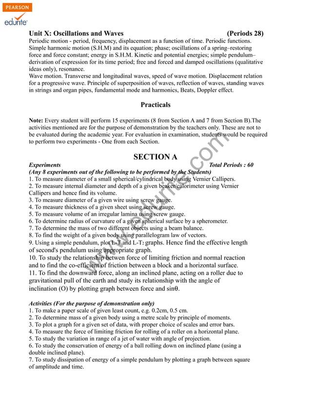 Class 11 Cbse Physics Syllabus 2012-13 | PDF | Physics | Science