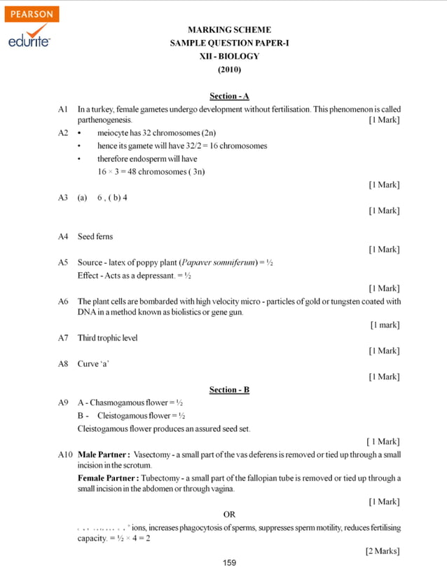Class 12 Cbse Biology Sample Paper 2012 Model 1 | PDF
