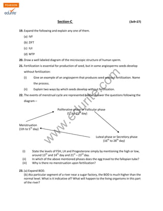 Class 12 Cbse Biology Sample Paper Model 2 | PDF