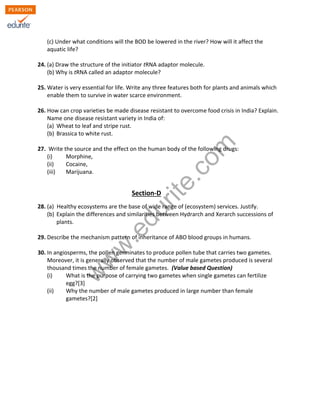 Class 12 Cbse Biology Sample Paper Model 2 | PDF