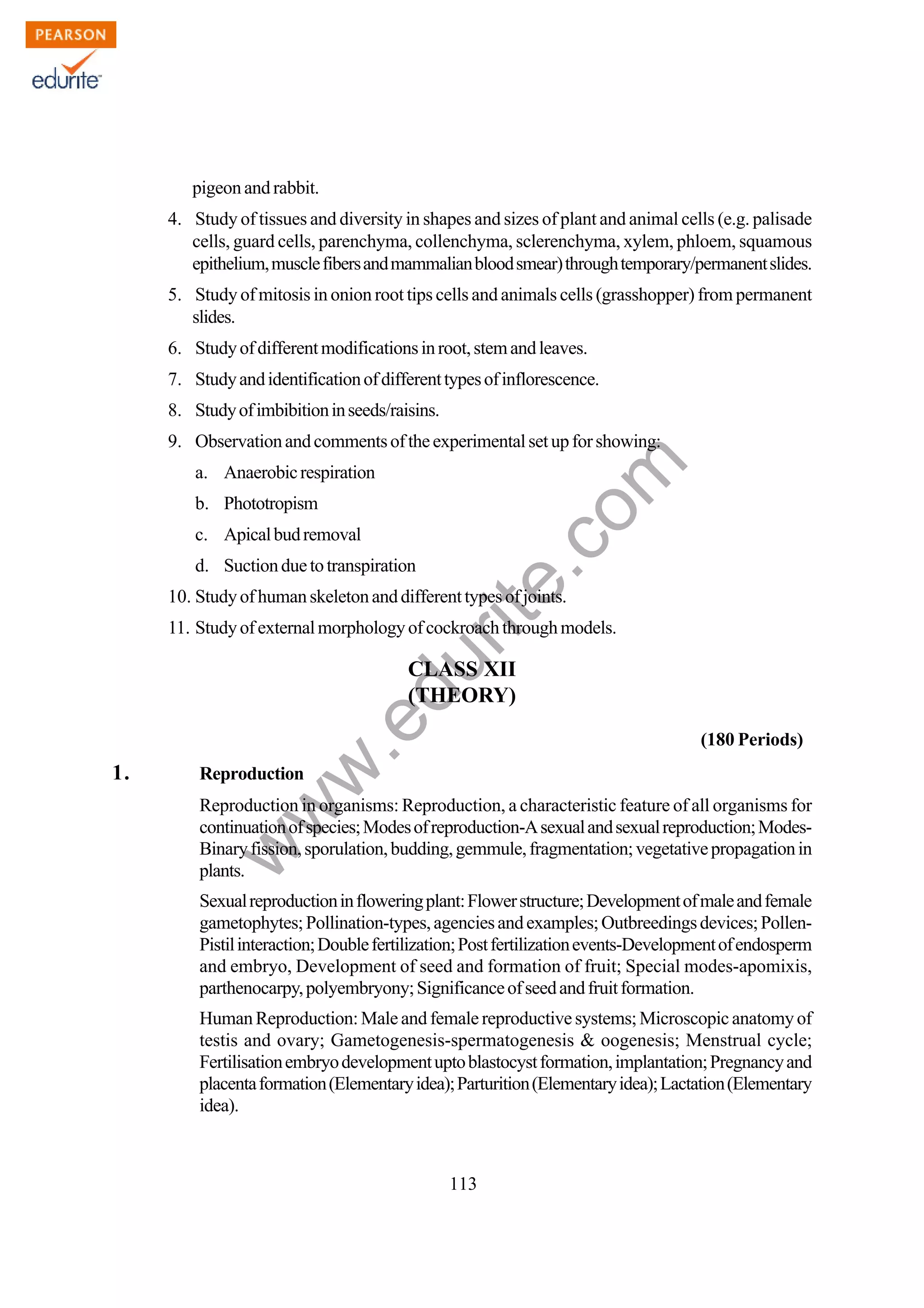 Class 12 Cbse Biology Syllabus 2012-13 | PDF