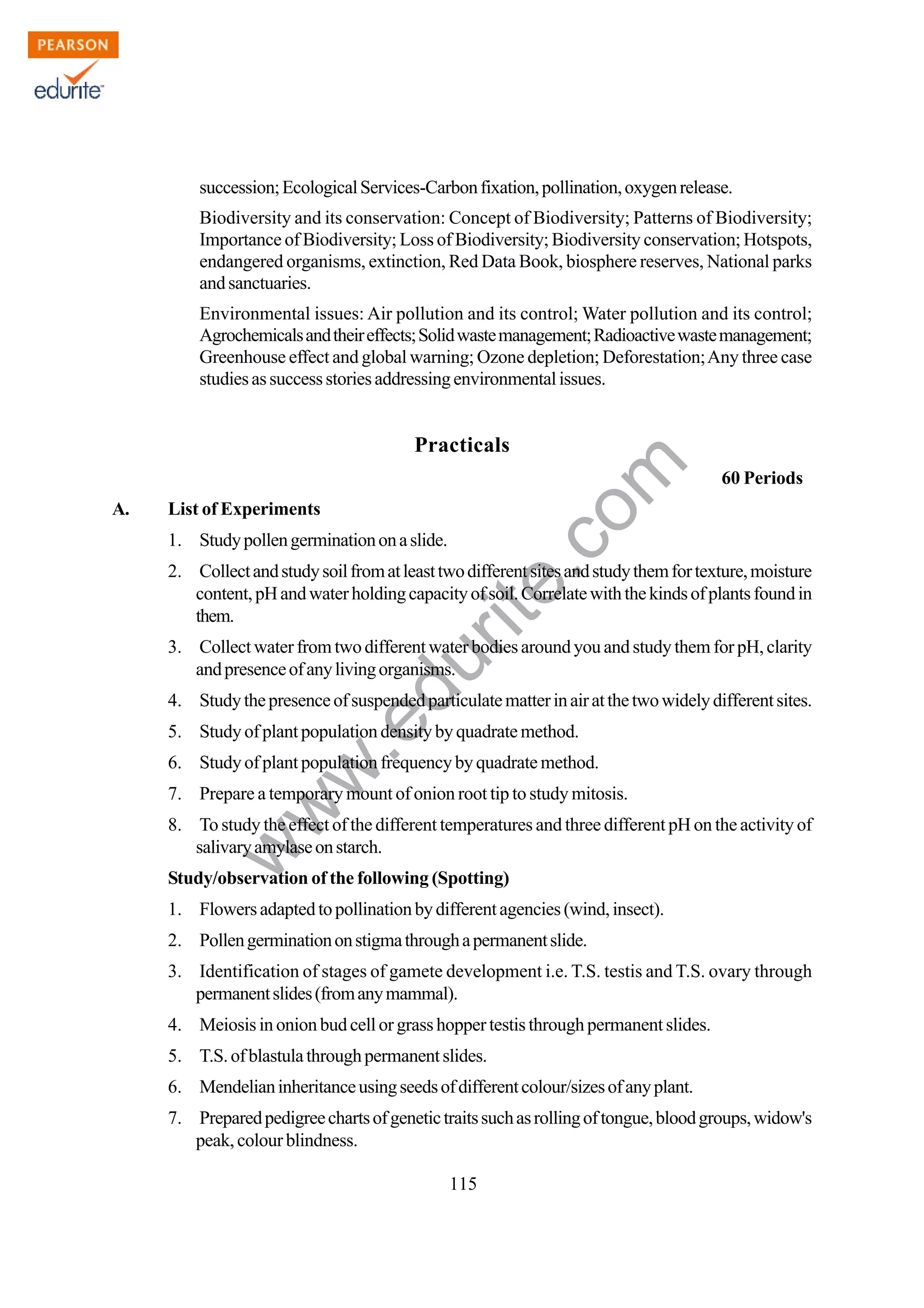 Class 12 Cbse Biology Syllabus 2012-13 | PDF