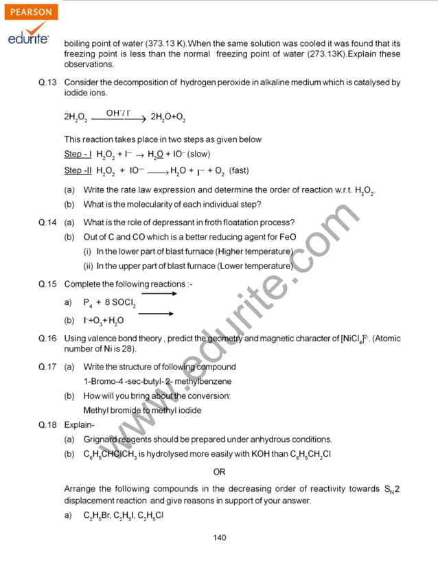Class 12 Cbse Chemistry Sample Paper 2012 Model 3 | PDF