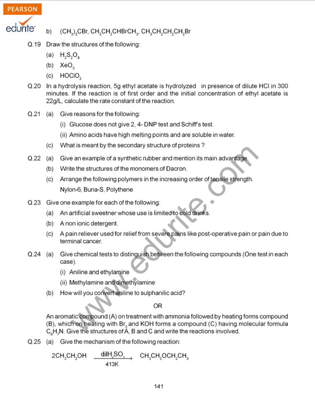 Class 12 Cbse Chemistry Sample Paper 2012 Model 3 | PDF