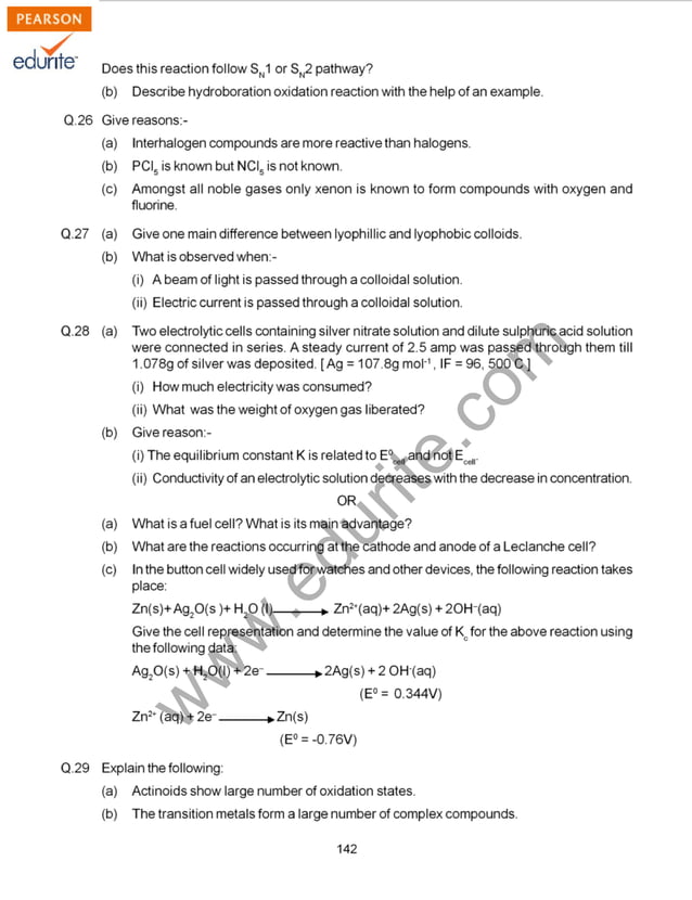 Class 12 Cbse Chemistry Sample Paper 2012 Model 3 | PDF