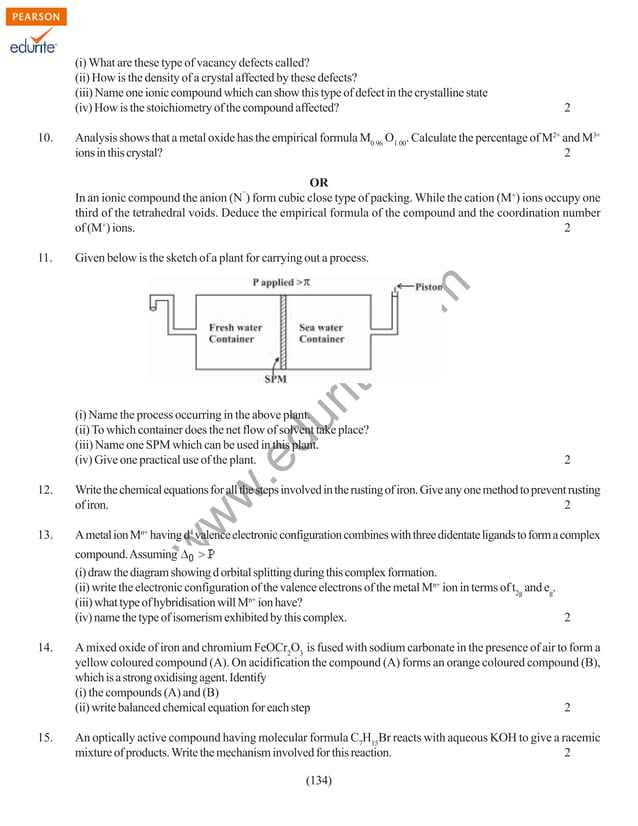 Class 12 Cbse Chemistry Sample Paper 2010 Model 1 | PDF