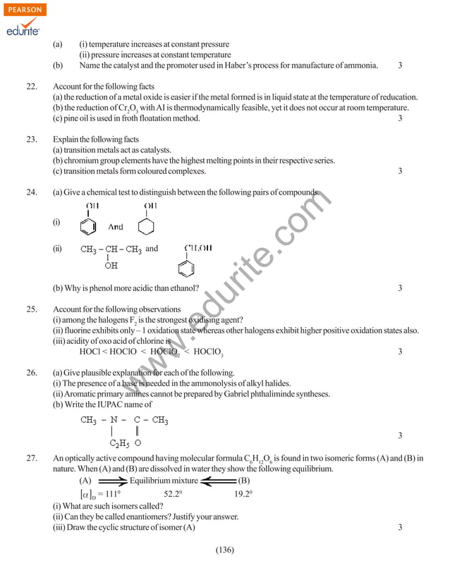 Class 12 Cbse Chemistry Sample Paper 2010 Model 1 | PDF