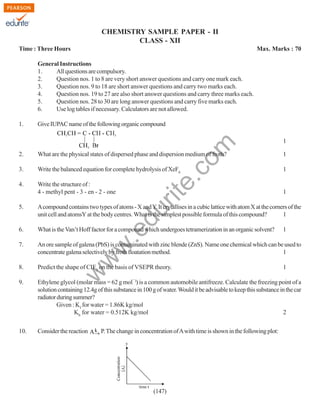 Class 12 Cbse Chemistry 2010 Sample Paper Model 2 | PDF
