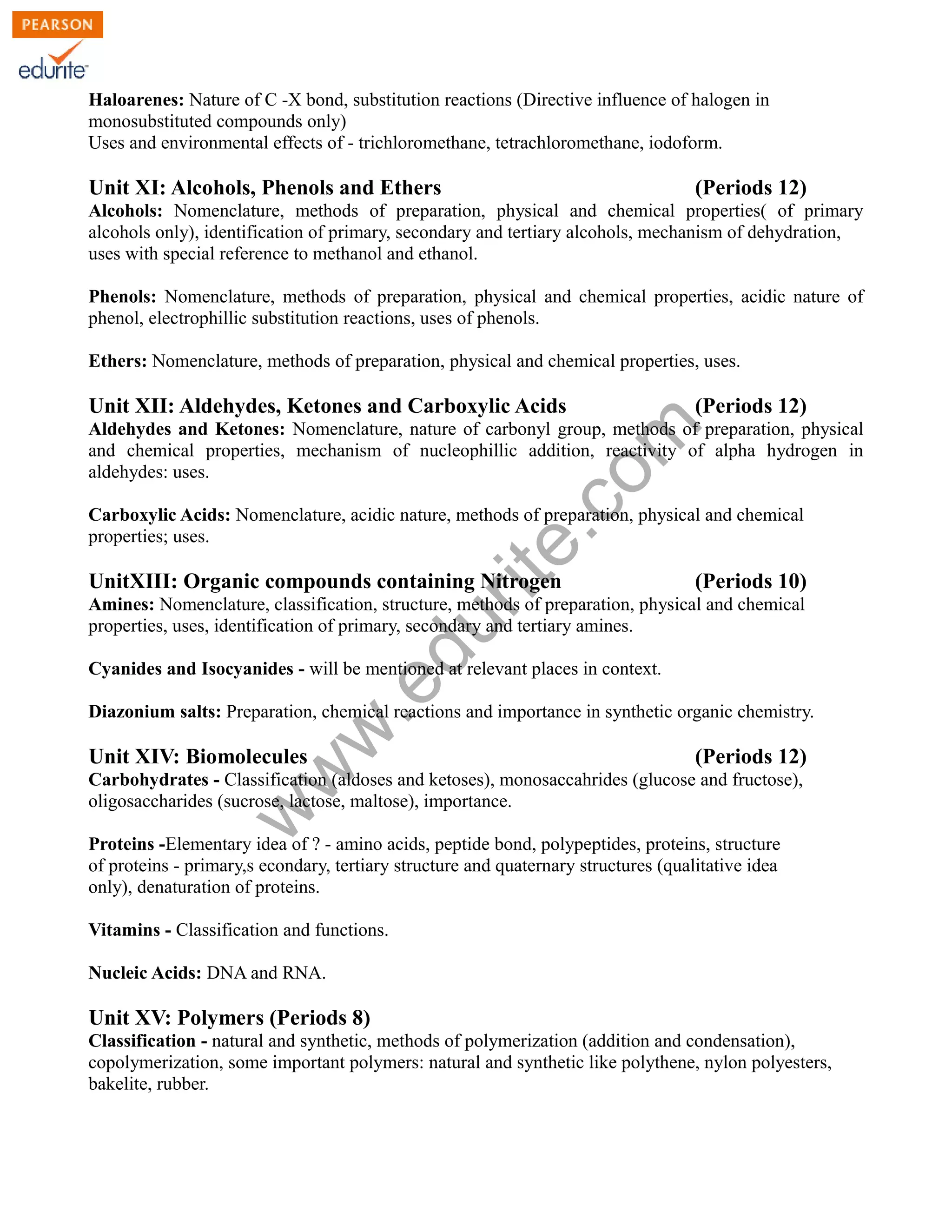 Cbse class-12-chemistry-syllabus-2012 | PDF