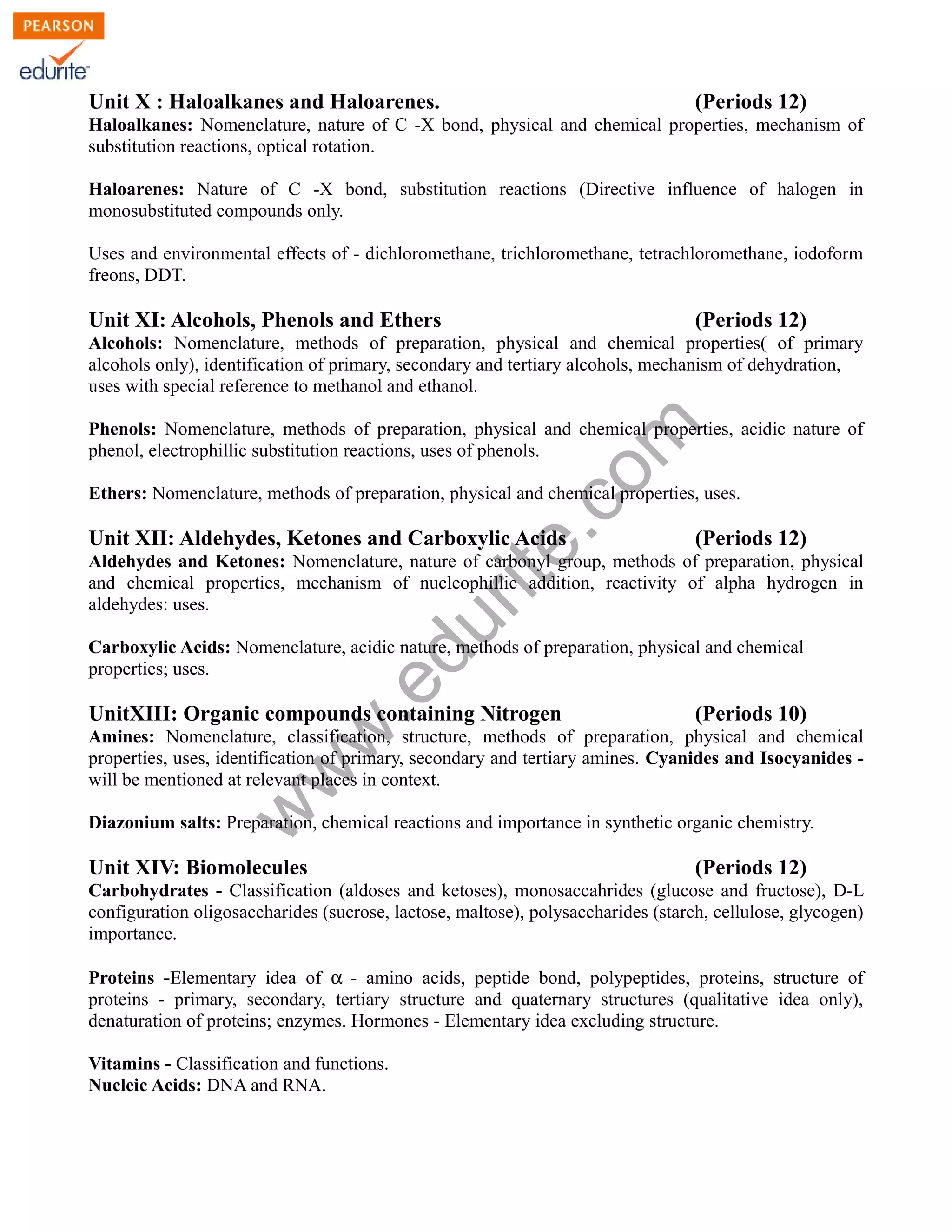 Class 12 Cbse Chemistry Syllabus 2013 | PDF