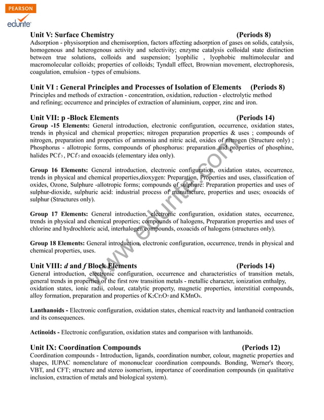 Class 12 Cbse Chemistry Syllabus 2013 | PDF