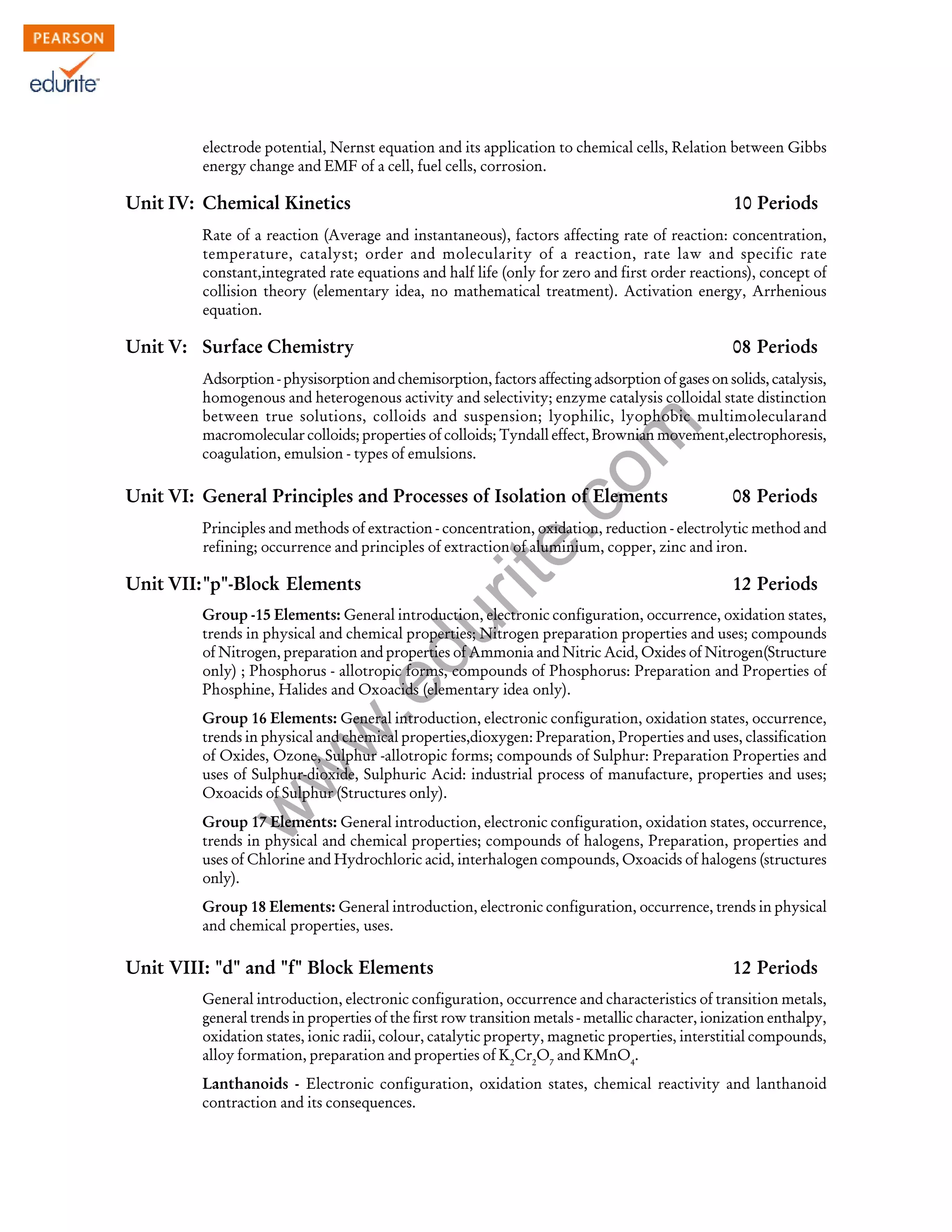 Class 12 Cbse Chemistry Syllabus 2014 | PDF