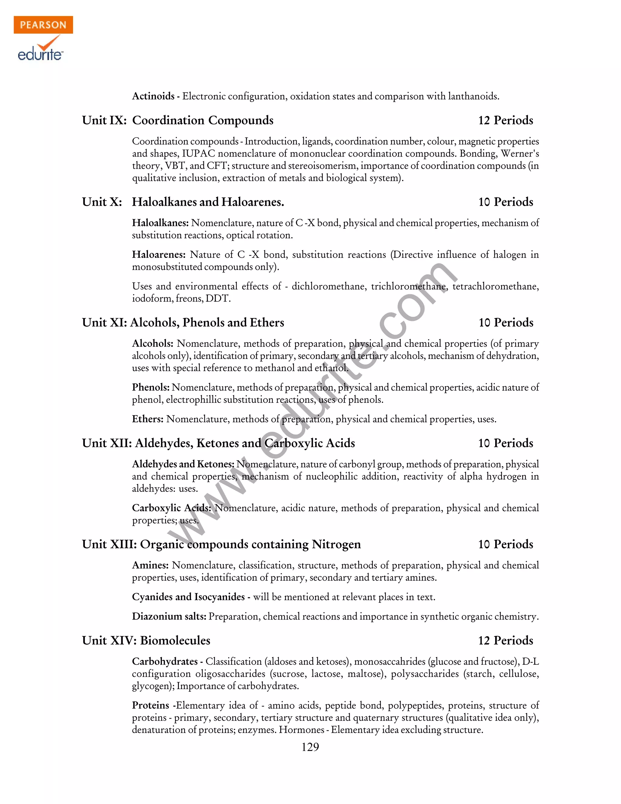 Class 12 Cbse Chemistry Syllabus 2015 | PDF