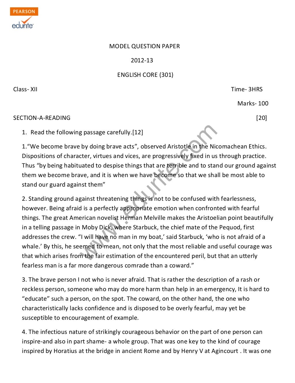 Class 12 Cbse English Core Sample Paper 2012 13 Model 1 Class 12 Cbse English Core Sample Paper 2012 13 Model 1