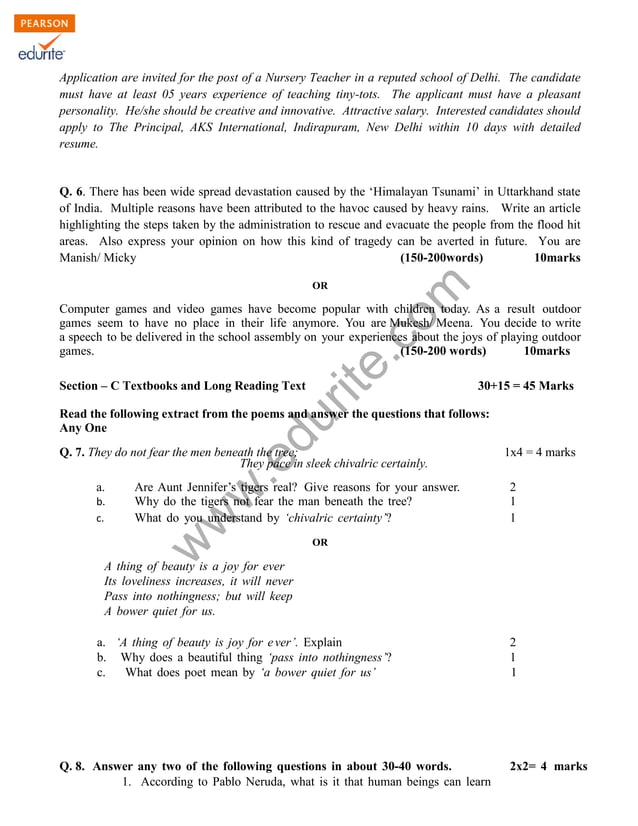 Class 12 Cbse English Core Sample Paper 2013-14 | PDF