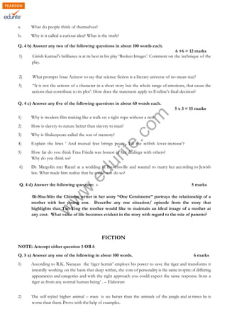 Class 12 Cbse English Elective Sample Paper 2013-14 | PDF