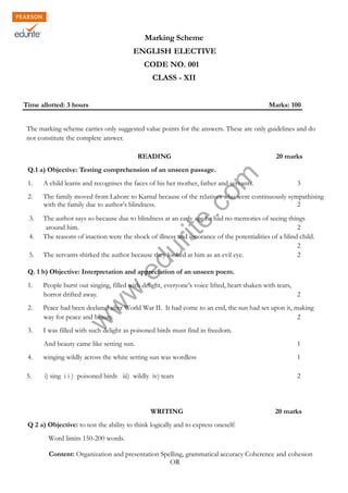 Class 12 Cbse English Elective Sample Paper 2013-14 | PDF